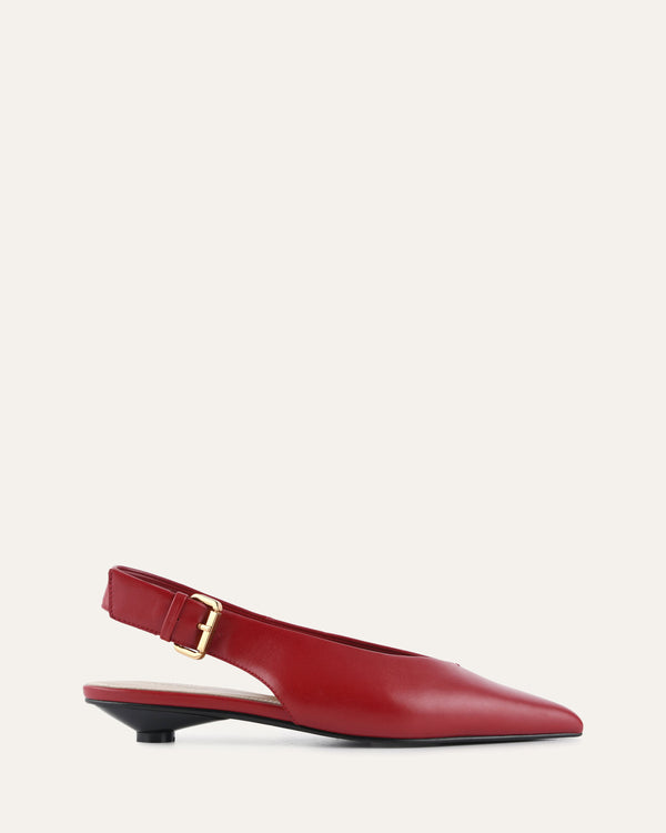ALBIE DRESS FLATS RUBY RED LEATHER - Jo Mercer