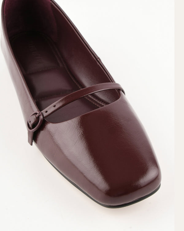 ARDEN DRESS FLATS MERLOT LEATHER - Jo Mercer