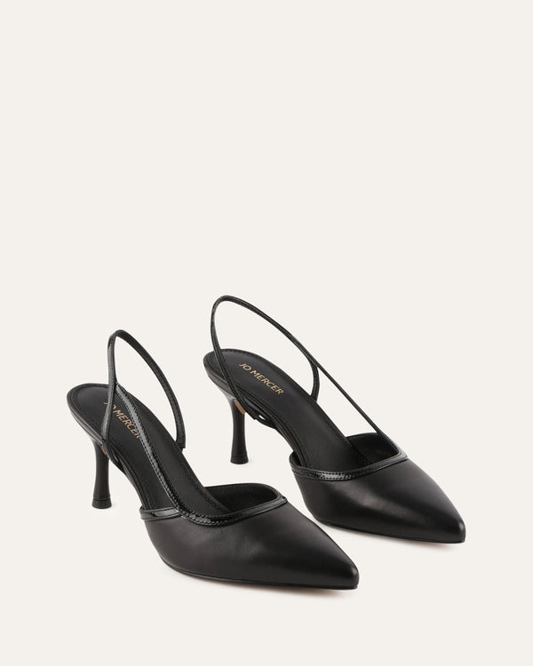 BECK MID HEELS BLACK LEATHER - Jo Mercer