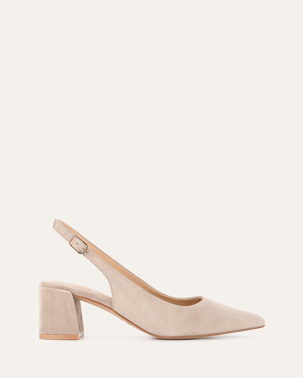 CARA LOW HEELS MUSHROOM SUEDE - Jo Mercer