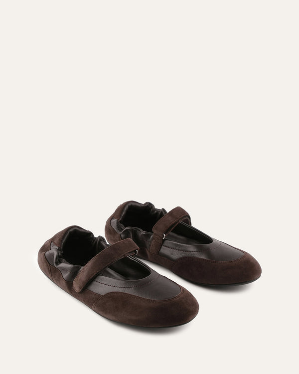 CHEVY CASUAL FLATS BITTER CHOC MULTI - Jo Mercer