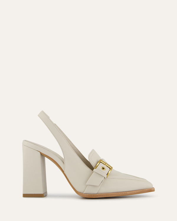 CODIE HIGH HEELS OFF WHITE LEATHER - Jo Mercer