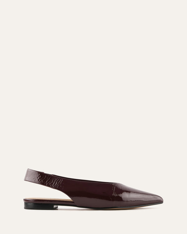 DAPHNE DRESS FLATS MERLOT CRINKLE PATENT - Jo Mercer
