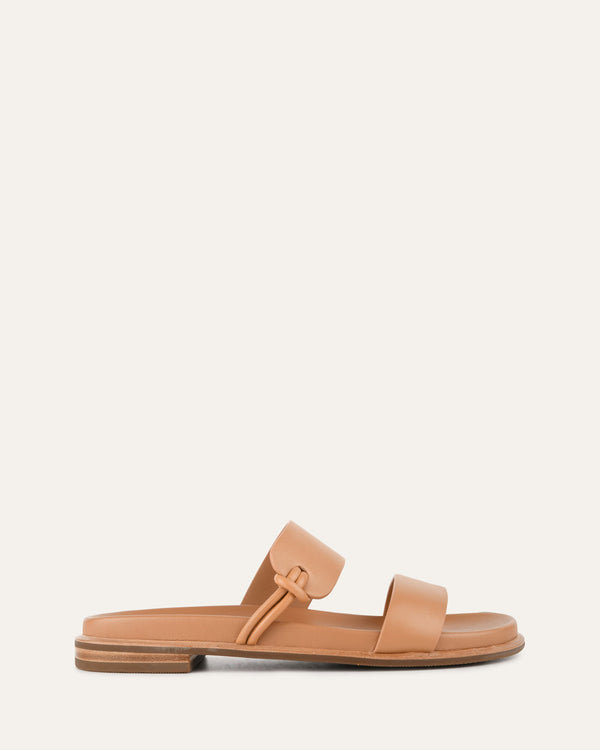 HAYES FLAT SANDALS TOFFEE LEATHER - Jo Mercer