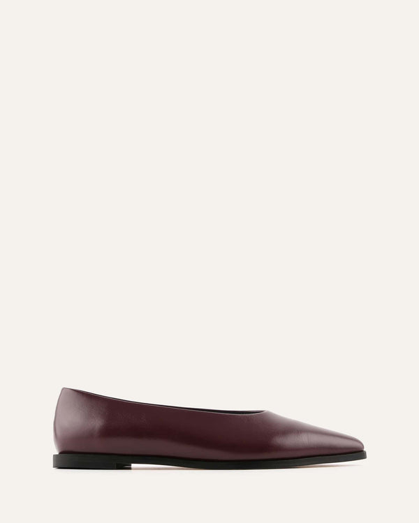 JAXON DRESS FLATS DARK MERLOT LEATHER - Jo Mercer