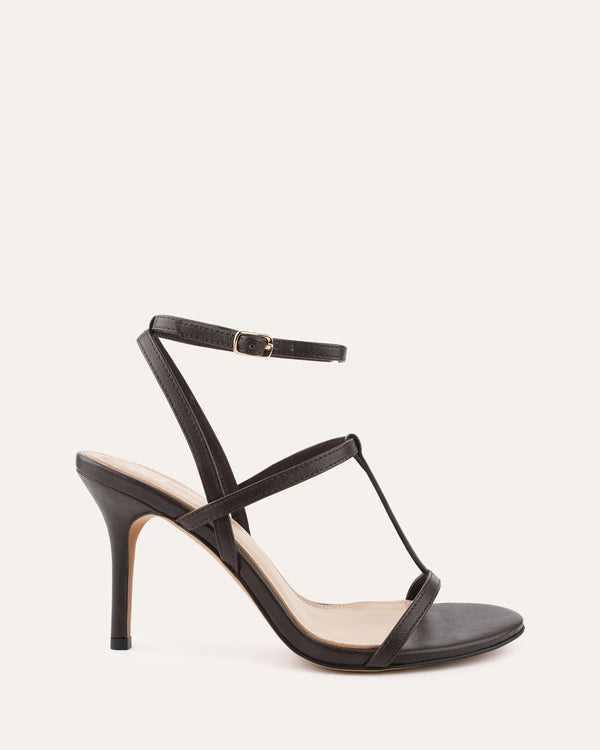 LACEY HIGH HEEL SANDALS CACAO LEATHER - Jo Mercer