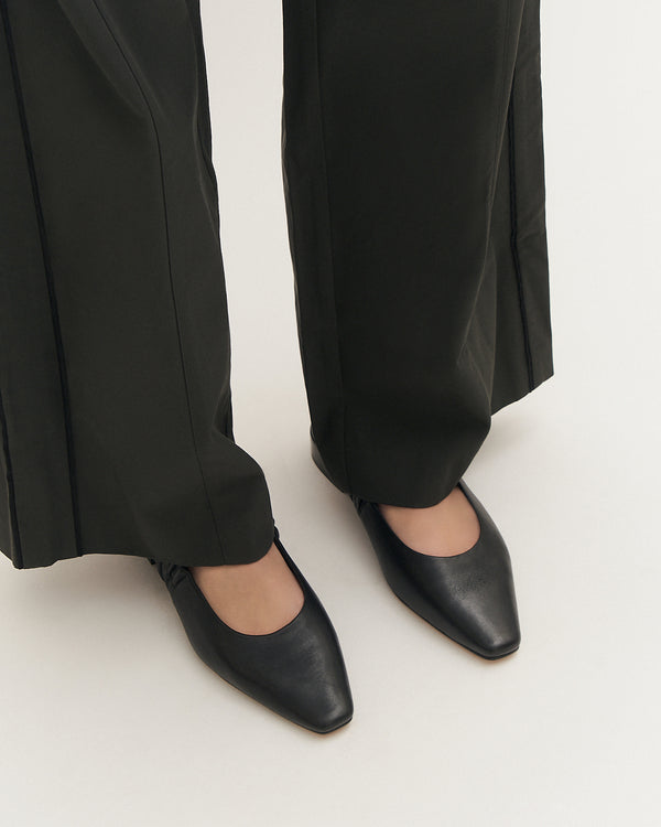 LOGAN DRESS FLATS BLACK LEATHER - Jo Mercer