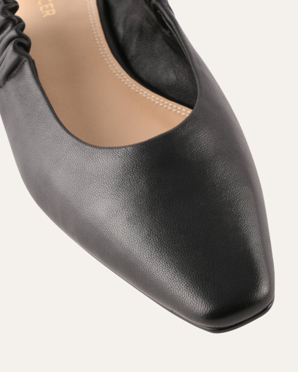 LOGAN DRESS FLATS BLACK LEATHER - Jo Mercer