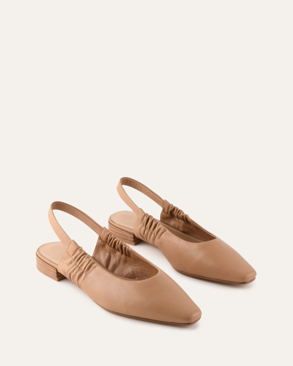 LOGAN DRESS FLATS TAN LEATHER - Jo Mercer