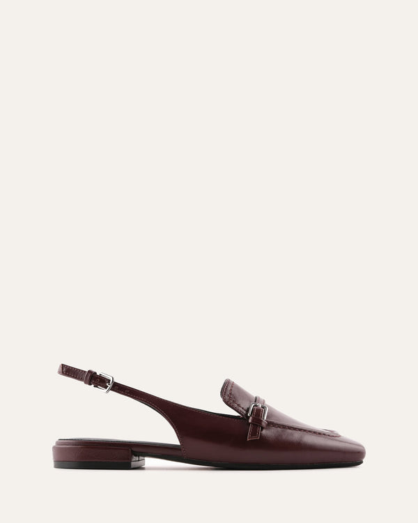 LYON DRESS FLATS MERLOT LEATHER - Jo Mercer