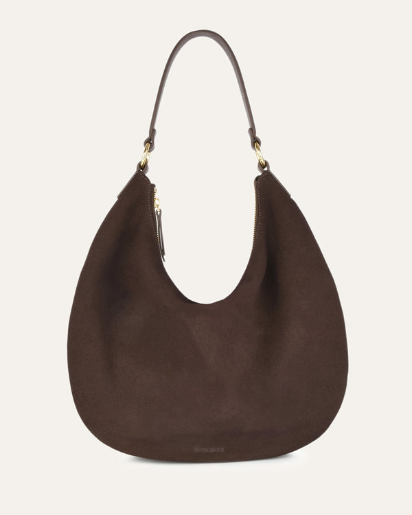 MARGO SHOULDER BAG BITTER CHOC SUEDE - Jo Mercer