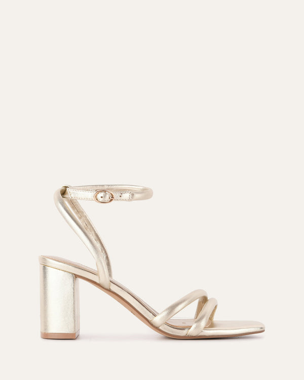 NINO HIGH HEEL SANDALS SOFT GOLD LEATHER - Jo Mercer