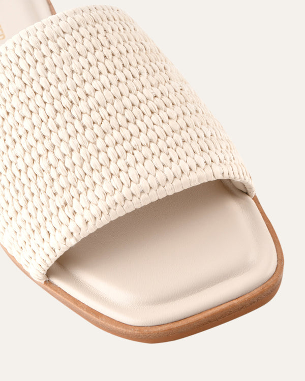 PICASSO FLAT SLIDES OFF WHITE RAFFIA - Jo Mercer