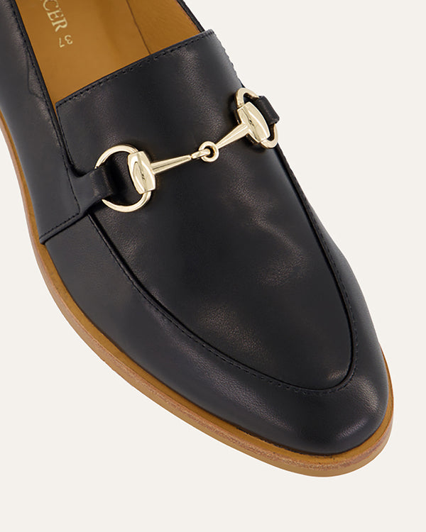 ROWAN LOAFERS BLACK LEATHER - Jo Mercer