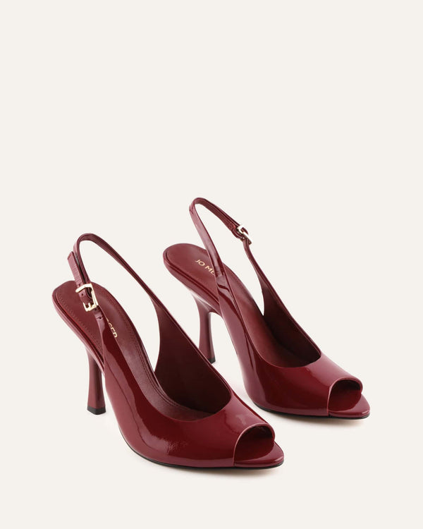 RHODA HIGH HEEL SANDALS RUBY RED PATENT - Jo Mercer