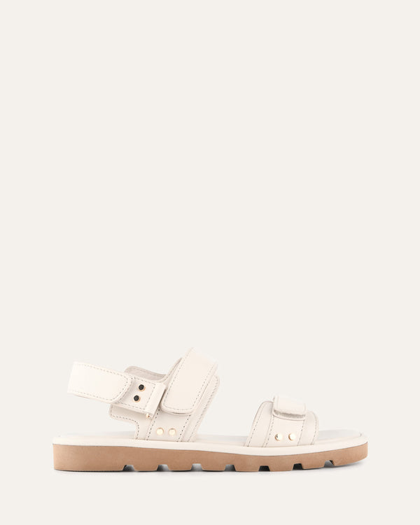RUFUS FLAT SANDALS OFF WHITE LEATHER - Jo Mercer