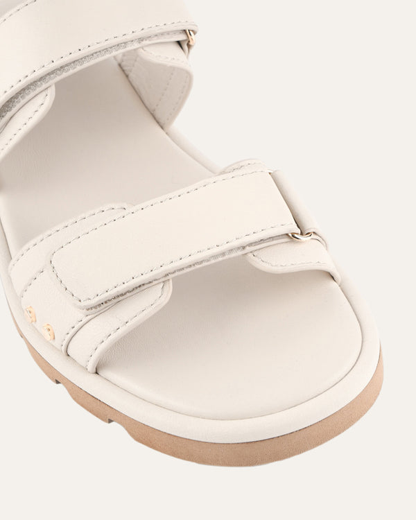 RUFUS FLAT SANDALS OFF WHITE LEATHER - Jo Mercer
