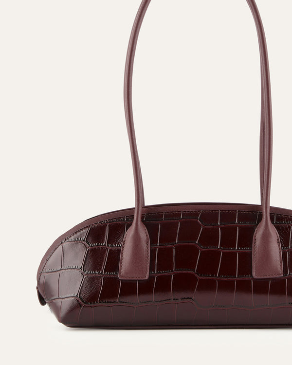 RUSTY SHOULDER BAG MAHOGANY CROC - Jo Mercer