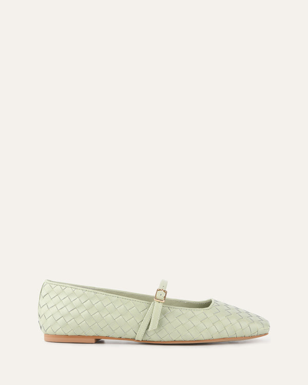 SAILOR BALLET FLATS LIGHT SAGE LEATHER - Jo Mercer
