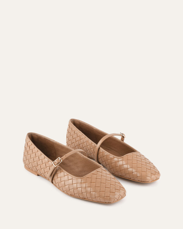 SAILOR BALLET FLATS TAN LEATHER - Jo Mercer
