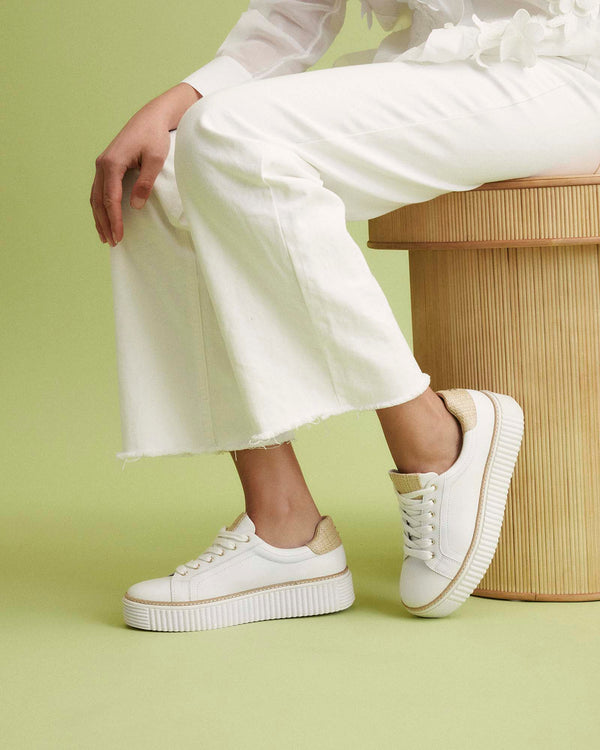 ARIANNA SNEAKERS WHITE RAFFIA - Jo Mercer