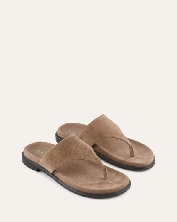 TOBY FLAT SANDALS LATTE SUEDE - Jo Mercer