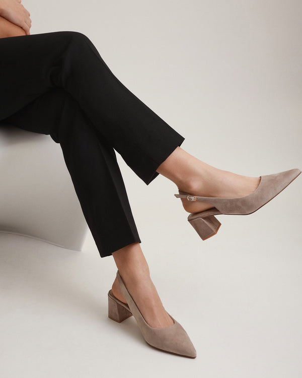 CARA LOW HEELS MUSHROOM SUEDE - Jo Mercer