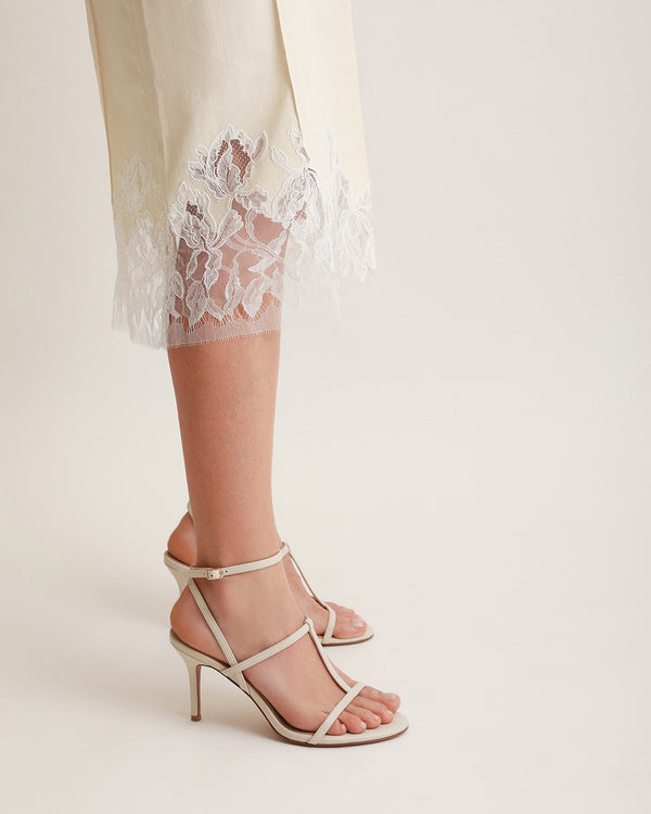 LACEY HIGH HEEL SANDALS OFF WHITE LEATHER - Jo Mercer