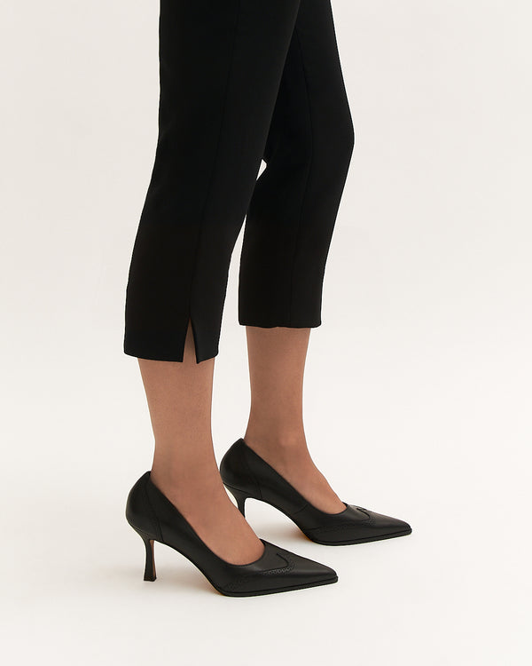 ALICE HIGH HEELS BLACK LEATHER - Jo Mercer