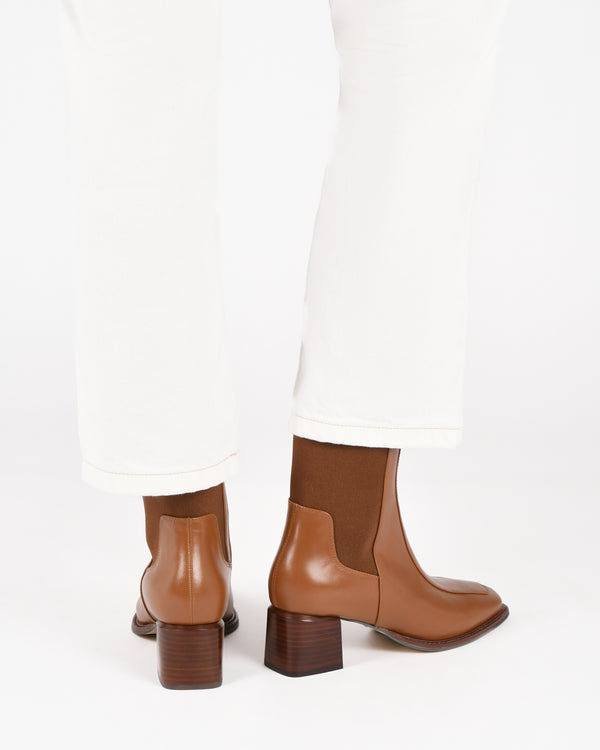 DARLA MID ANKLE BOOTS DARK TAN LEATHER - Jo Mercer