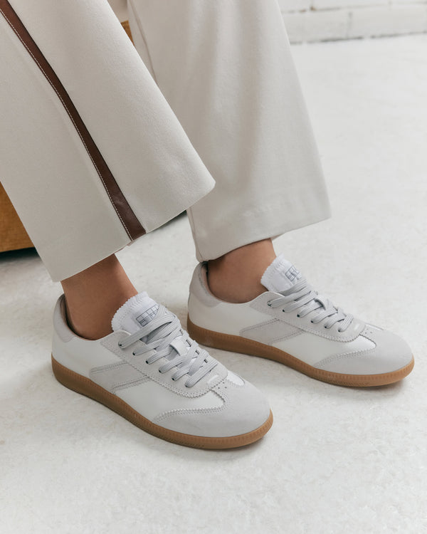 LOLA SNEAKERS WHITE GREY LEATHER - Jo Mercer