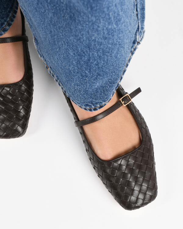 SAILOR BALLET FLATS CACAO LEATHER - Jo Mercer